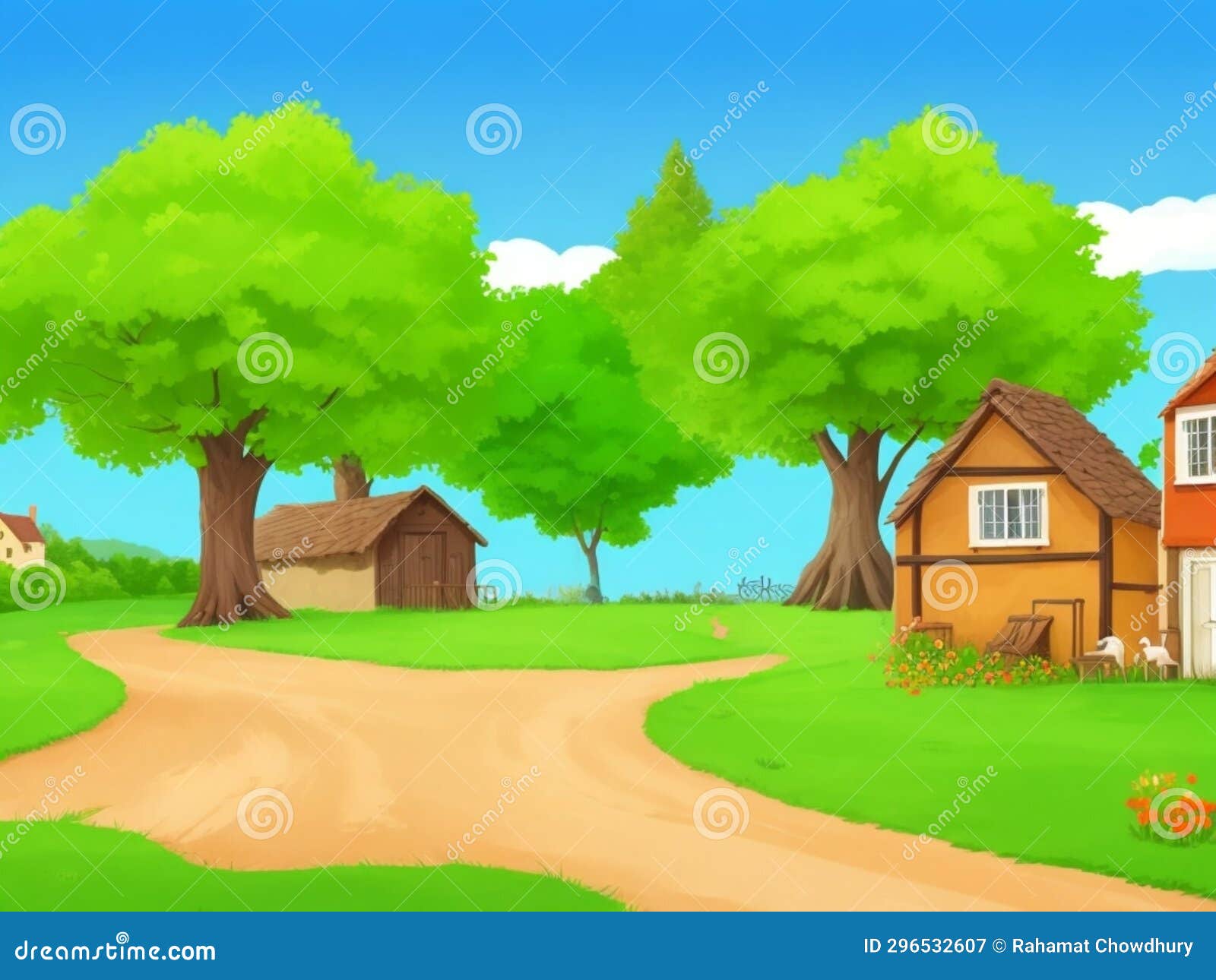 3D Animation Forest Scene with Various Forest Trees Stock Illustration ...