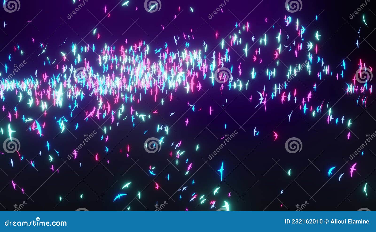 3D Animation of Glowing Crowd of Birds Behaviour, Flocking Boids ...