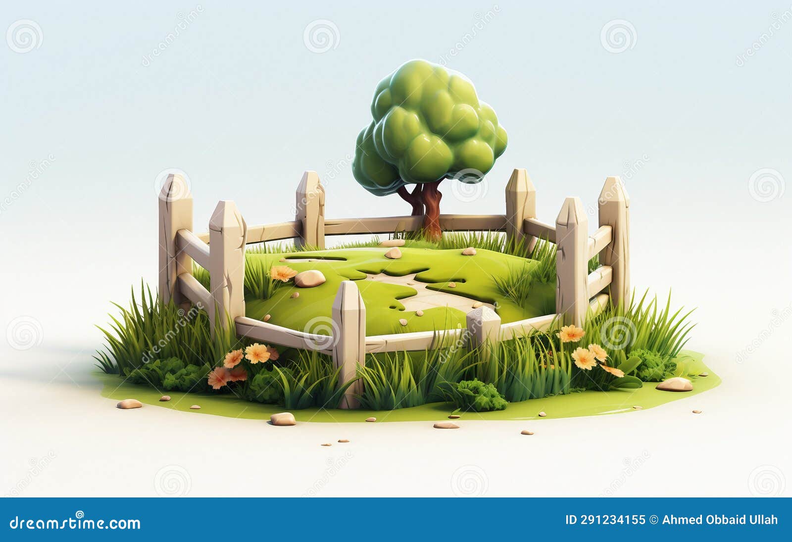 3D Animation of Ground Surrounded by a Fence. Generative by Ai Stock ...