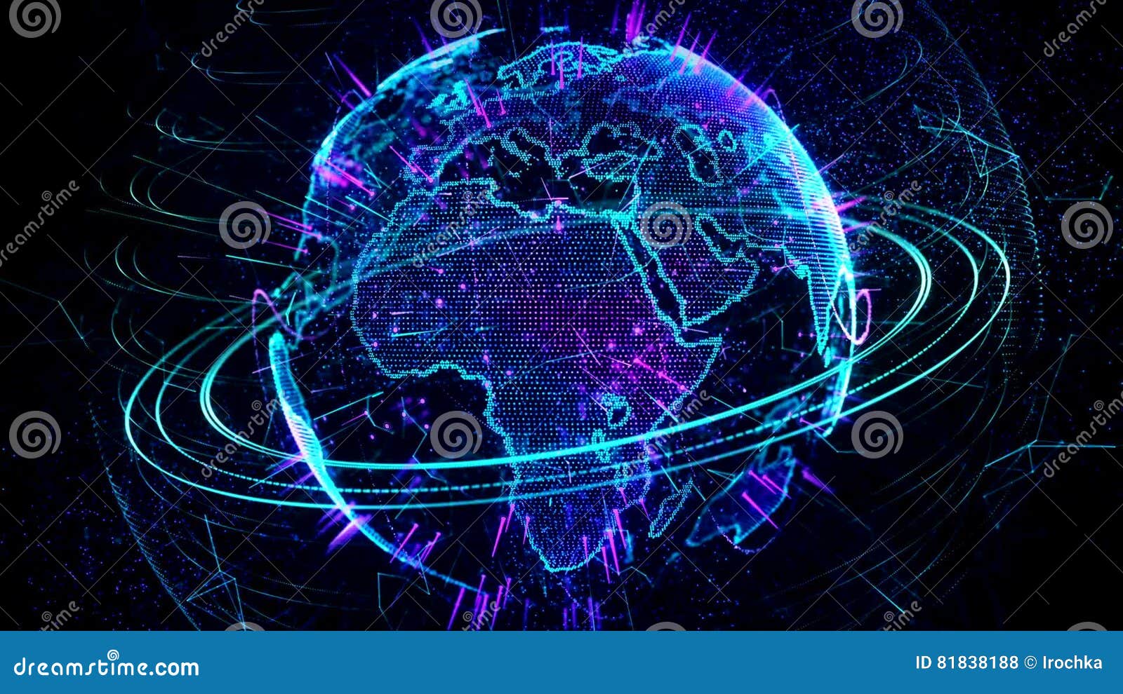 3d Animation of a Growing Network Across the World - Blue Version Stock ...
