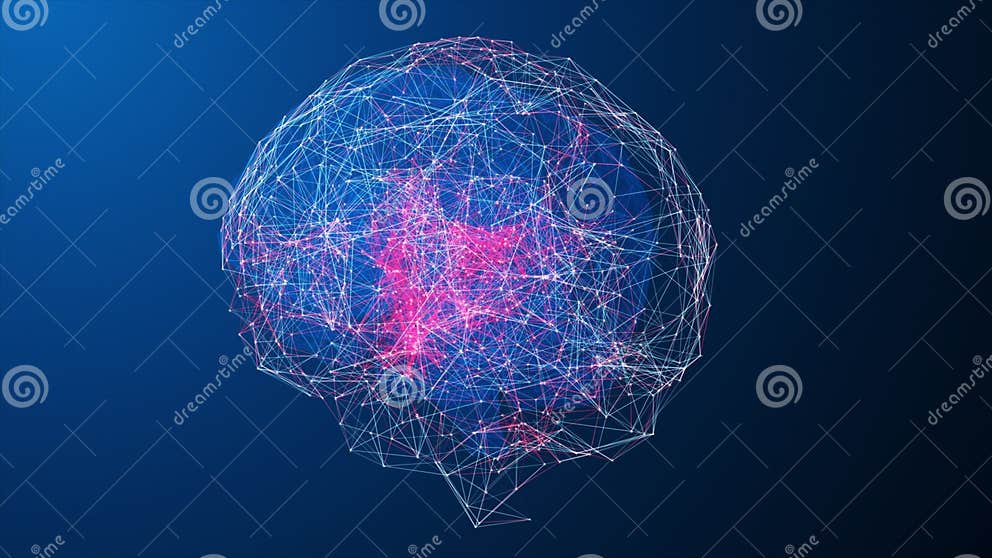 3d Animation of Human Brain. Rotating Brain with Neural Network ...