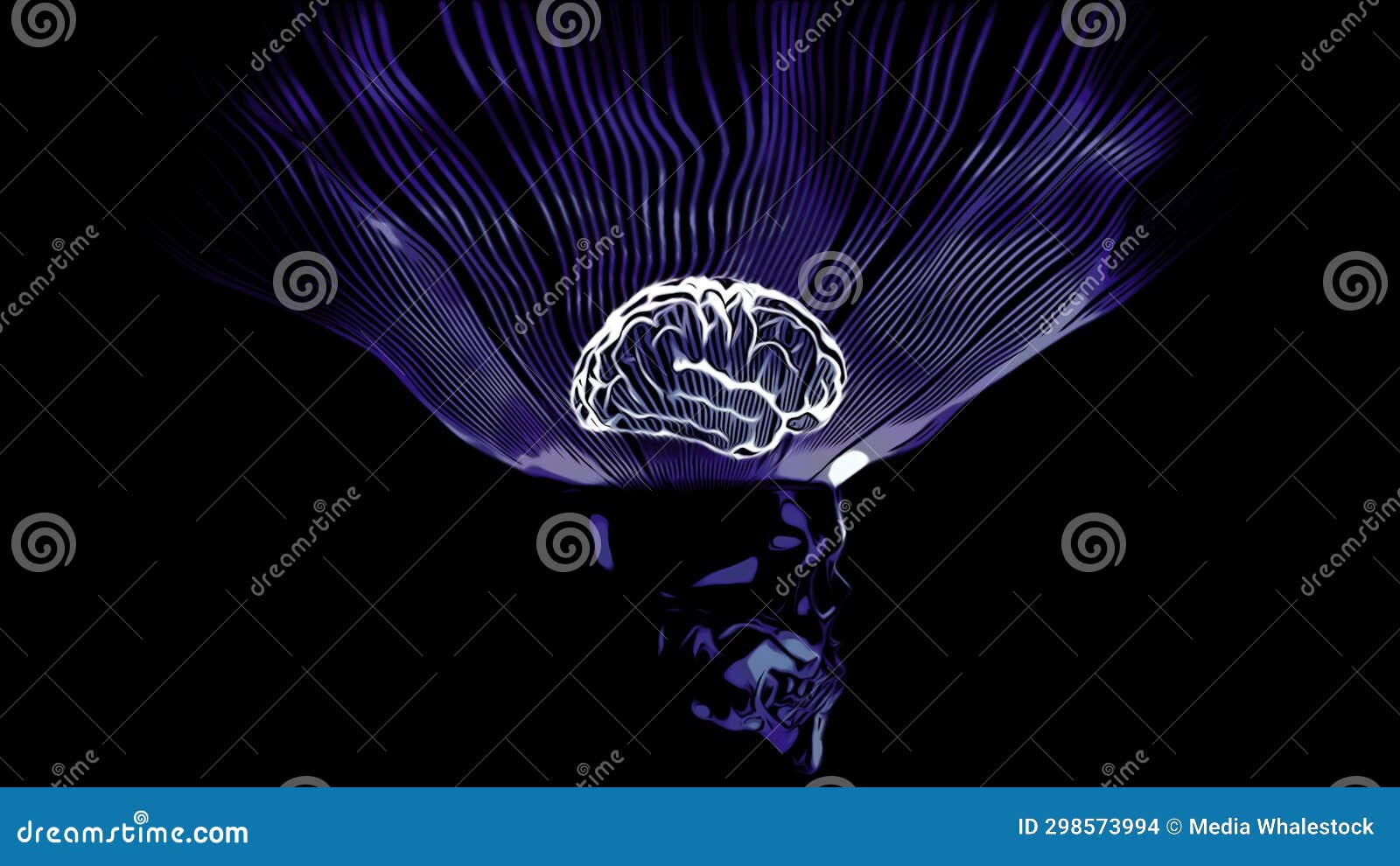 3D Animation of Human Brain Surrounded by Light Beams. Design Stock ...