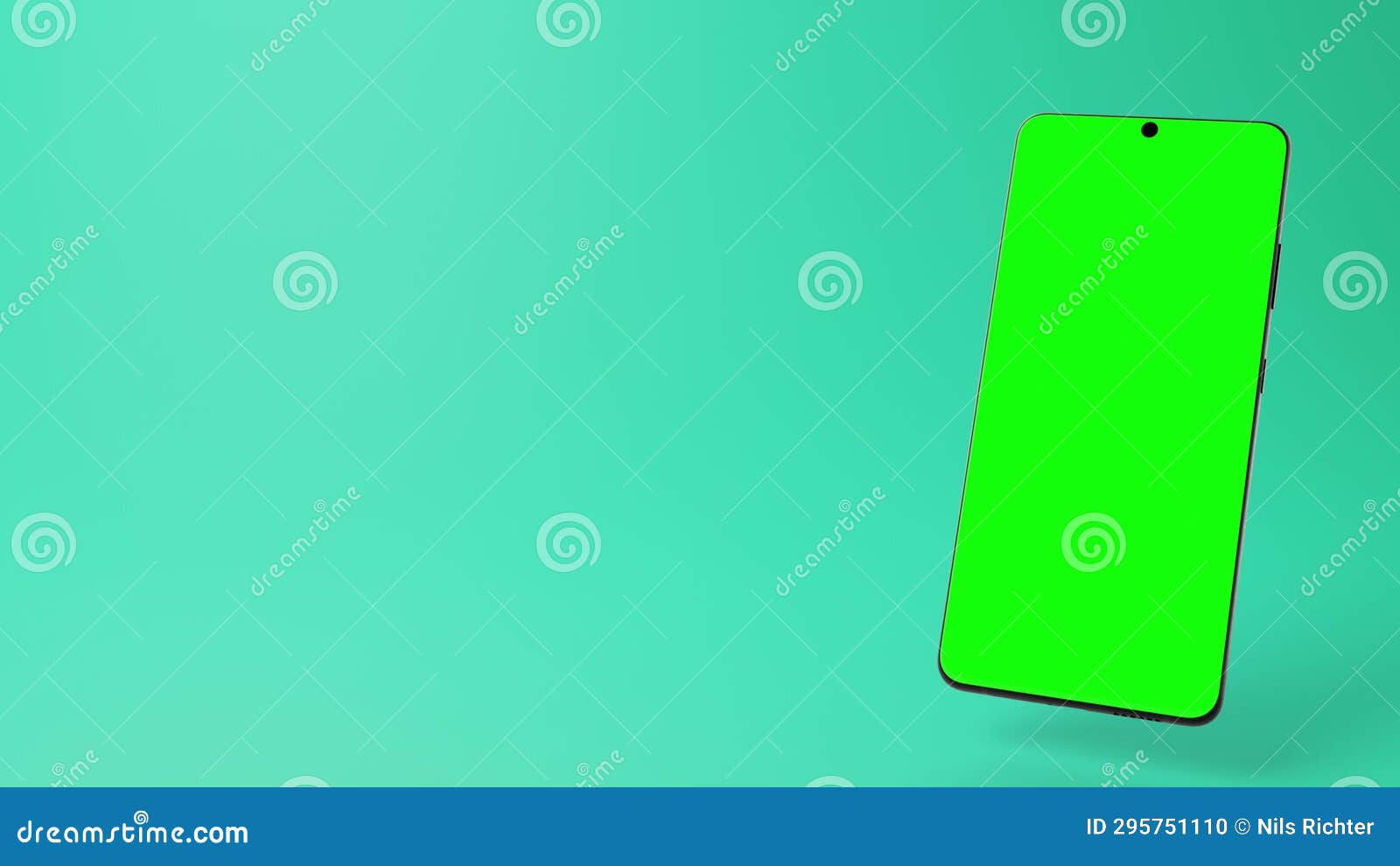 3D Animation of Modern Android Smartphone with Green Display for Chroma ...