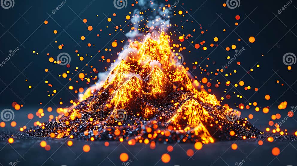 3D Animation of a Natural Phenomenon, for Example, Eruption of a Volca ...