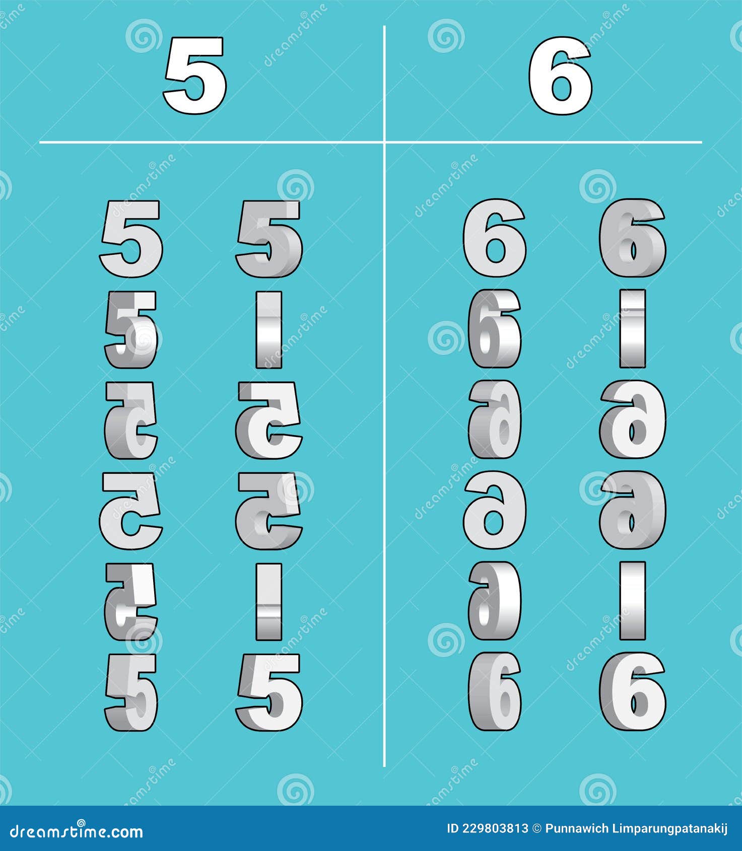 3D Animation Number Rotation 5 6 Stock Vector - Illustration of frame ...