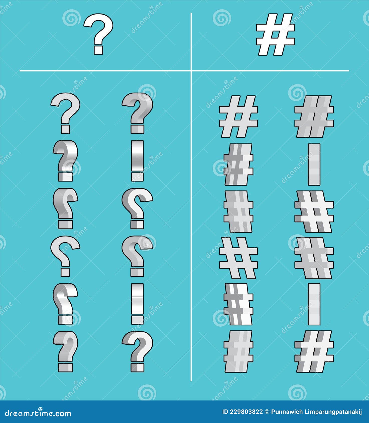 3D Animation Number Rotation Hashtag Question Mark Stock Vector ...