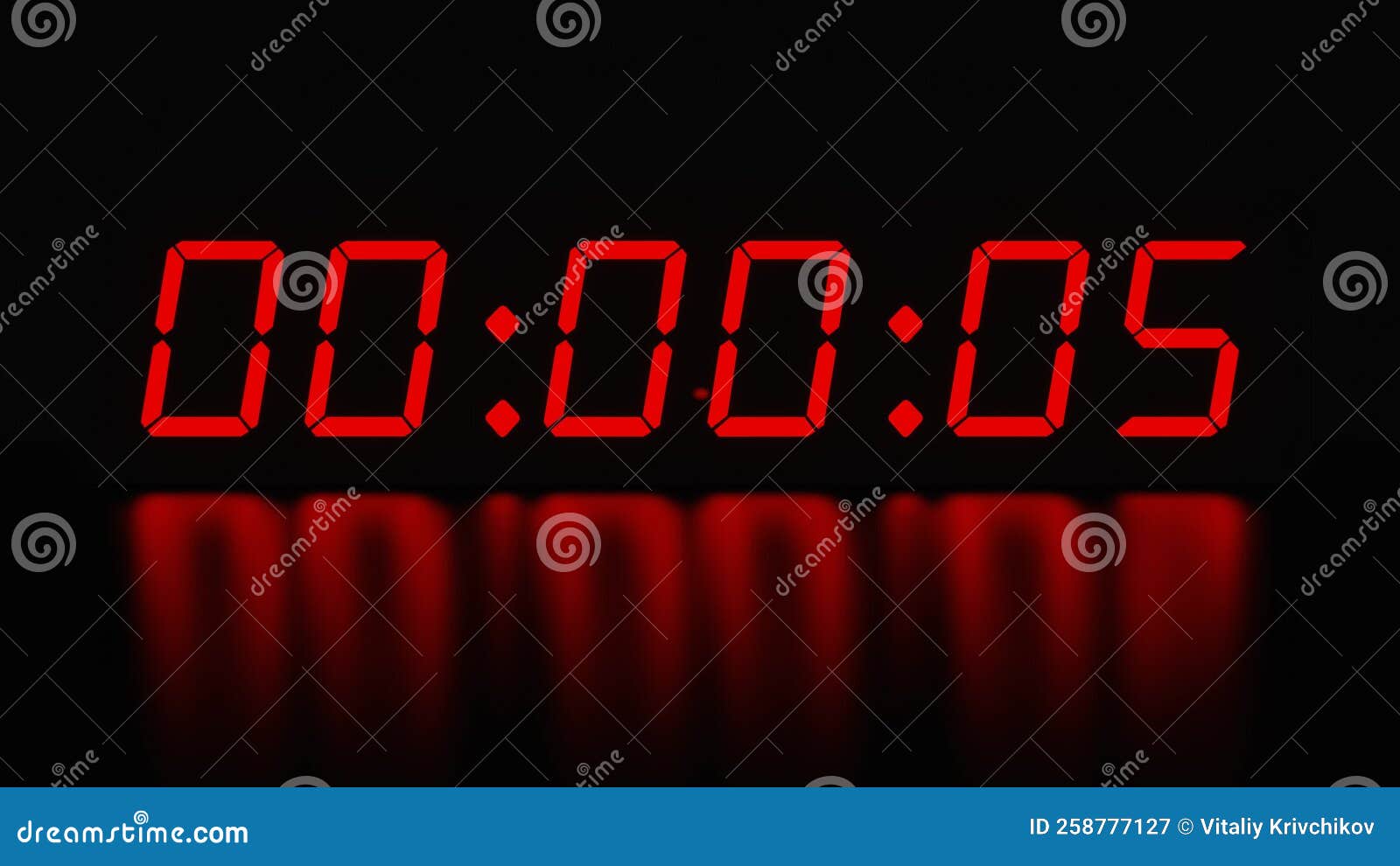 3D Animation of Red Led Digits Timer Countdown on Black Background with ...