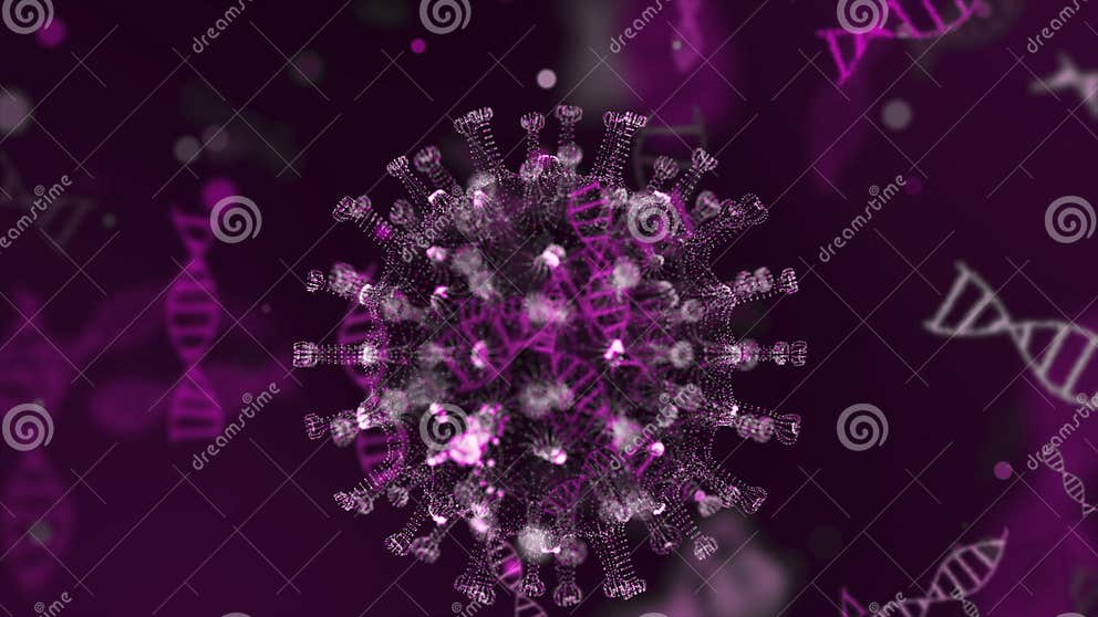 3D Animation Rendering of a Coronavirus. Pathogen Outbreak of Bacteria ...