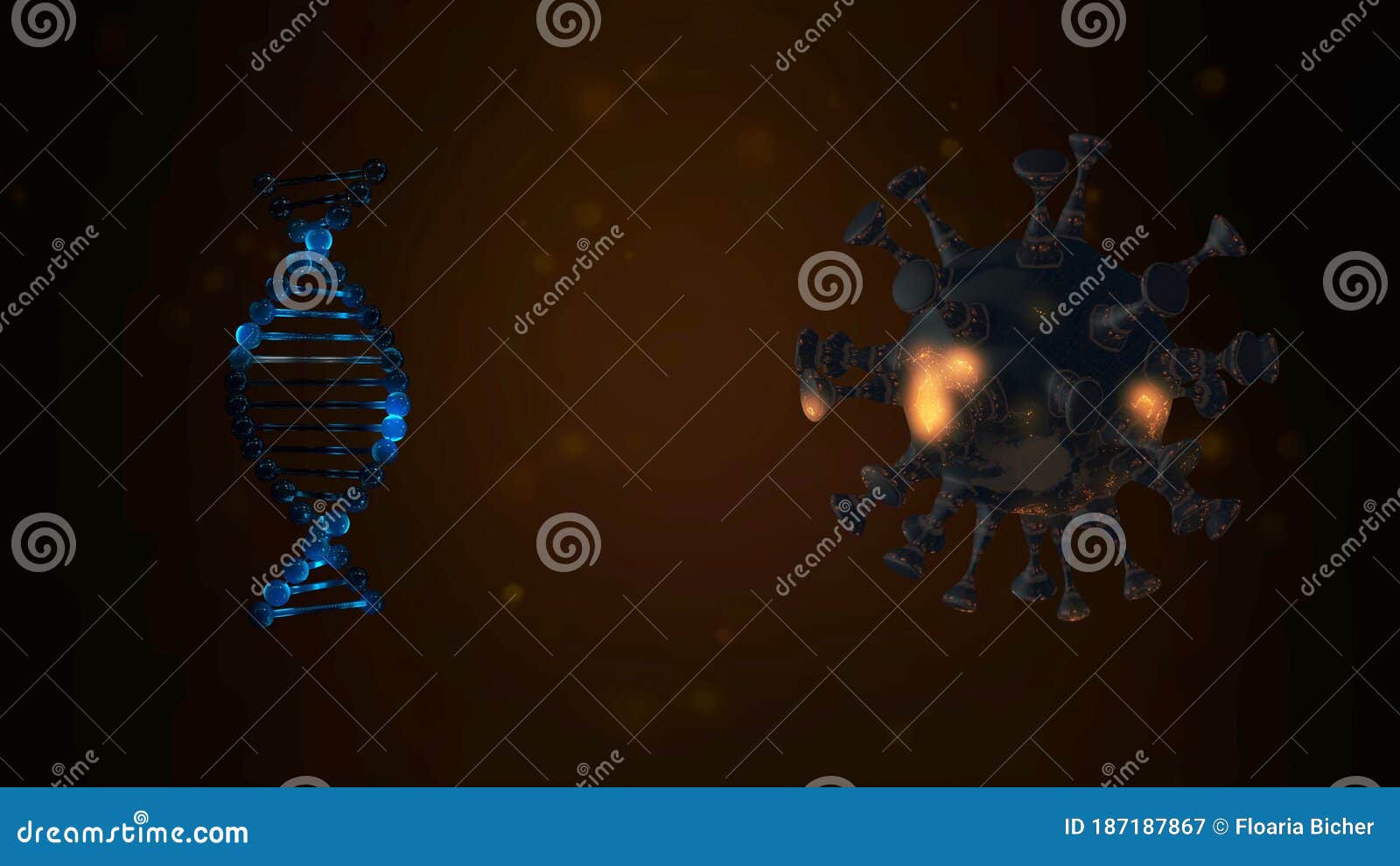 3D Animation of Rotating DNA Strand Surrounded and Attacked by Alien ...