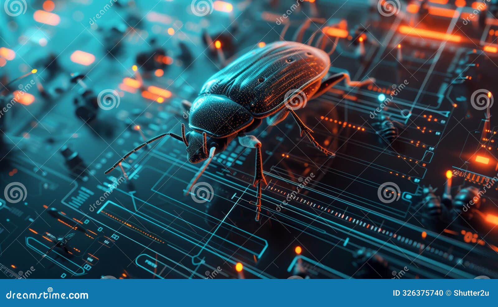 A 3D Animation Of A Visionary Bug Morphed With A Digital Computer ...