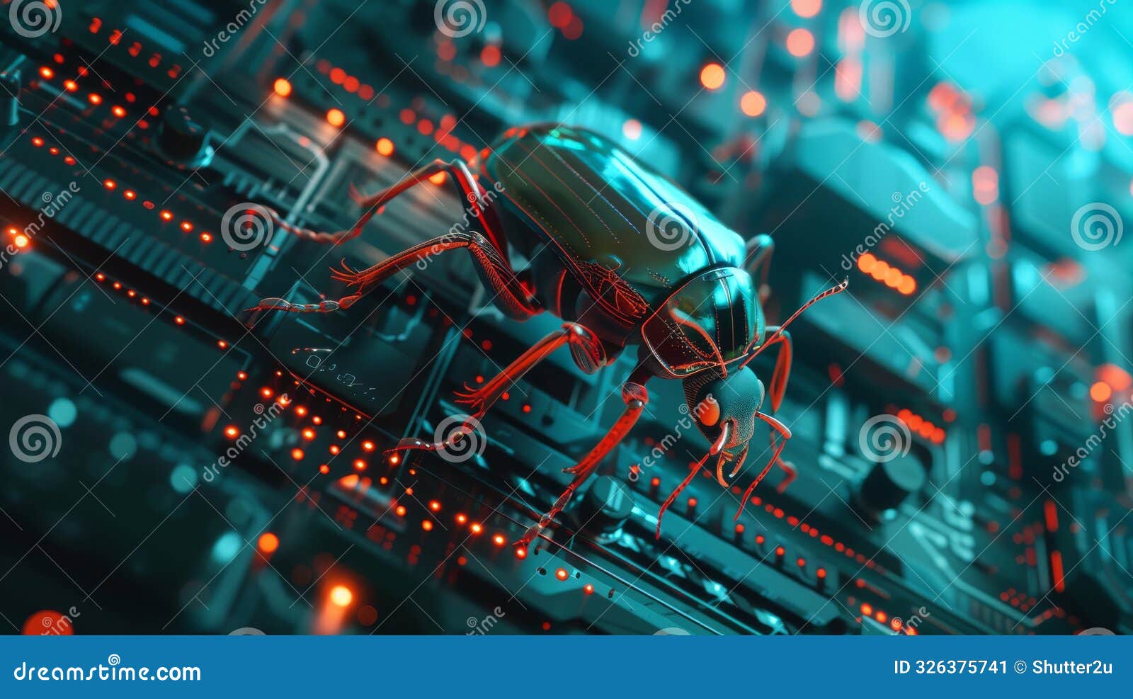 A 3D Animation Of A Visionary Bug Morphed With A Digital Computer ...