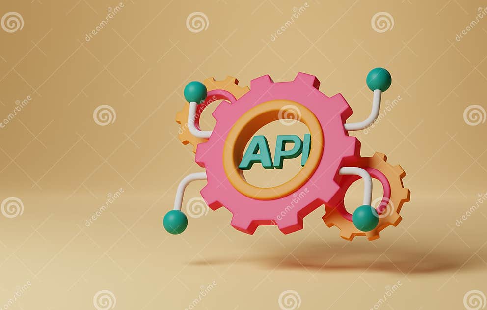 3D API Setting Icon for Technology Development. 3D Render Stock ...