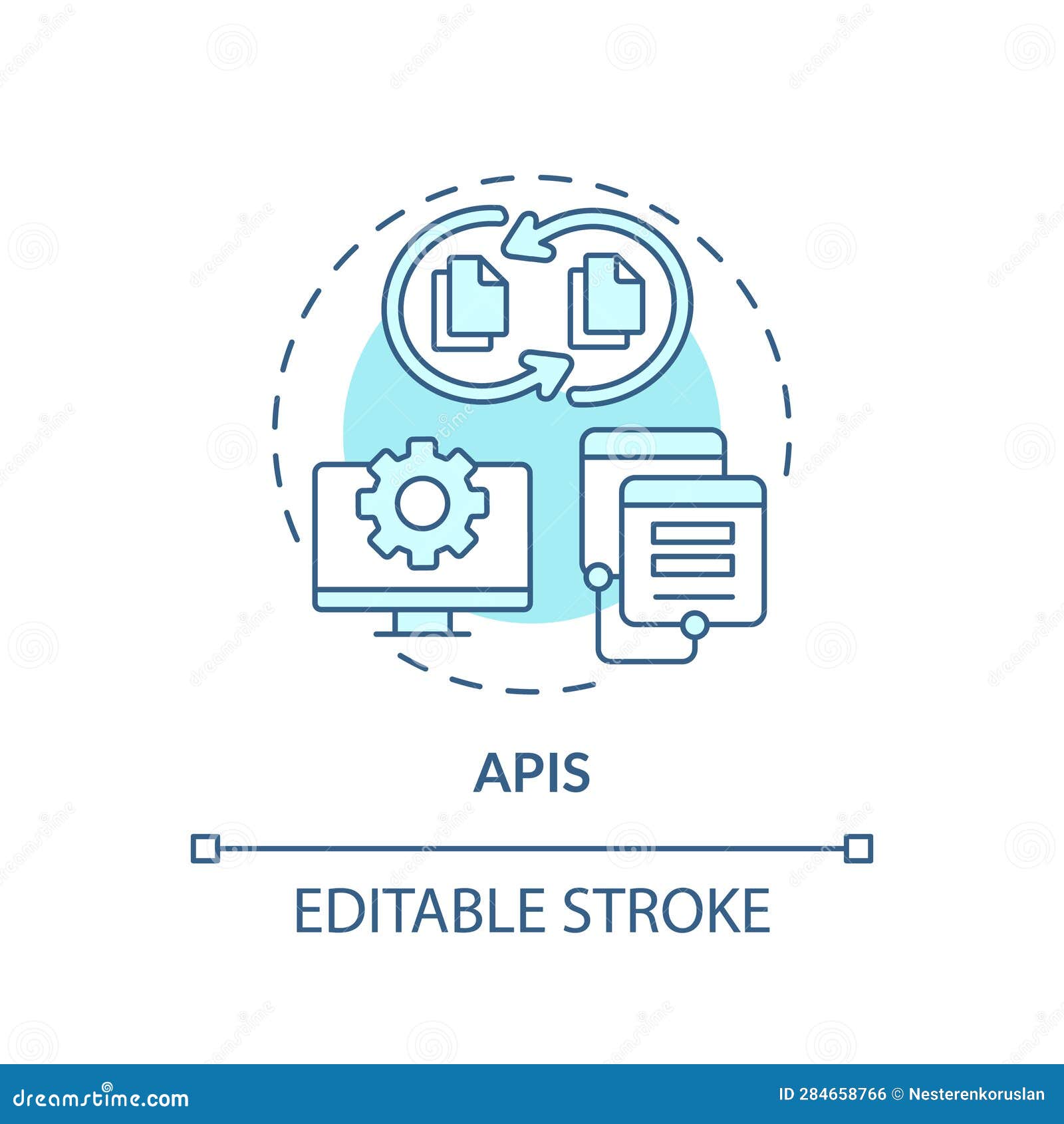 2D APIs Concept Linear Icon Cartoon Vector | CartoonDealer.com #285097823