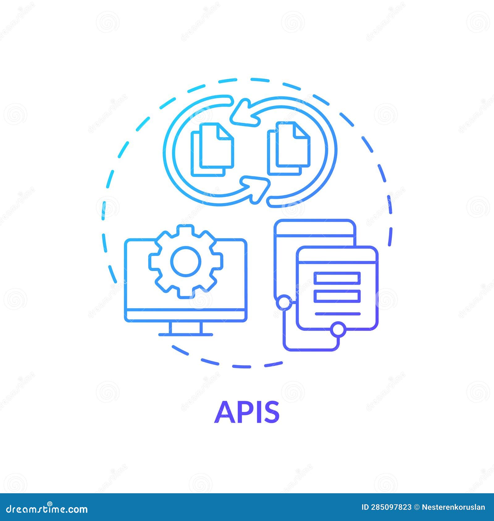 2D APIs Concept Linear Icon Cartoon Vector | CartoonDealer.com #285097823