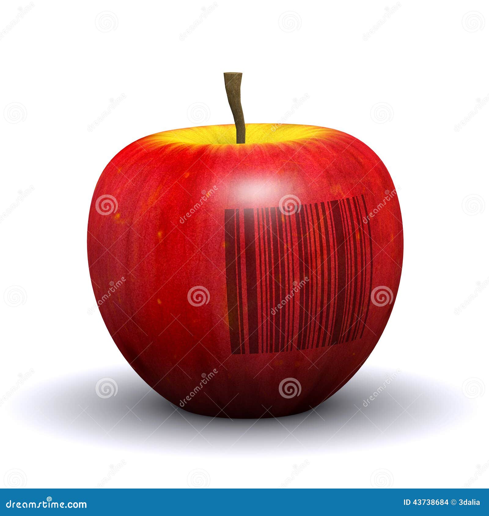 3d Apple with barcode stock illustration. Illustration of natural ...