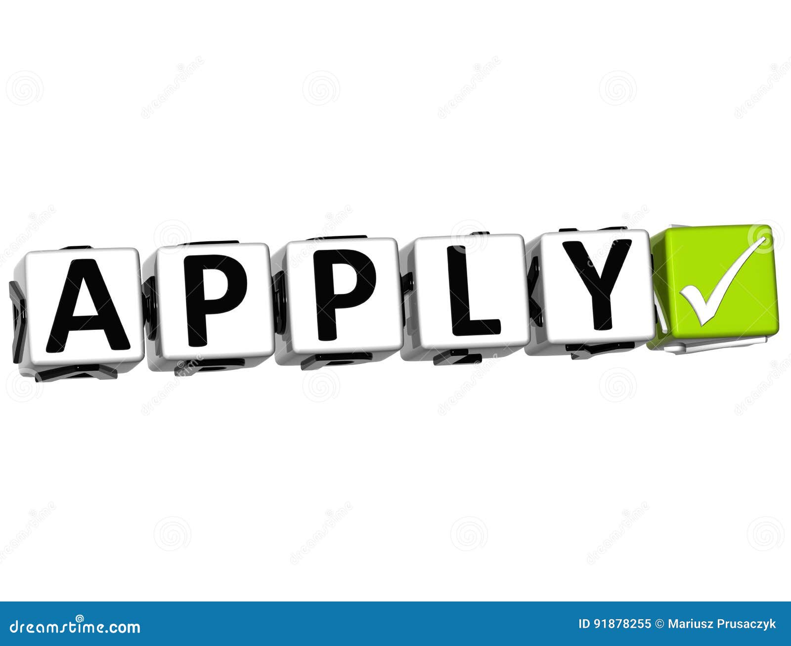 3D Apply Button Click Here Block Text Stock Illustration - Illustration ...