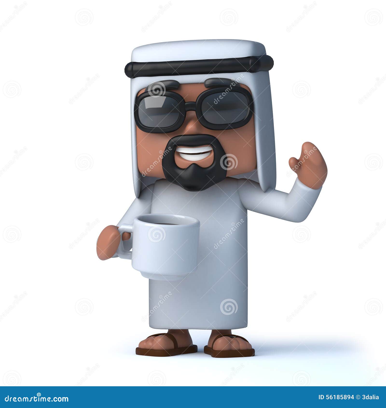 3d Arab Drinks a Cup of Tea Stock Illustration - Illustration of muslim ...