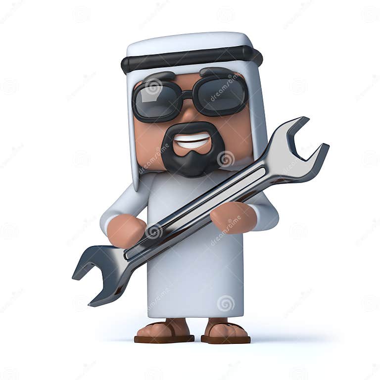3d Arab mechanic stock illustration. Illustration of mechanic - 57355634