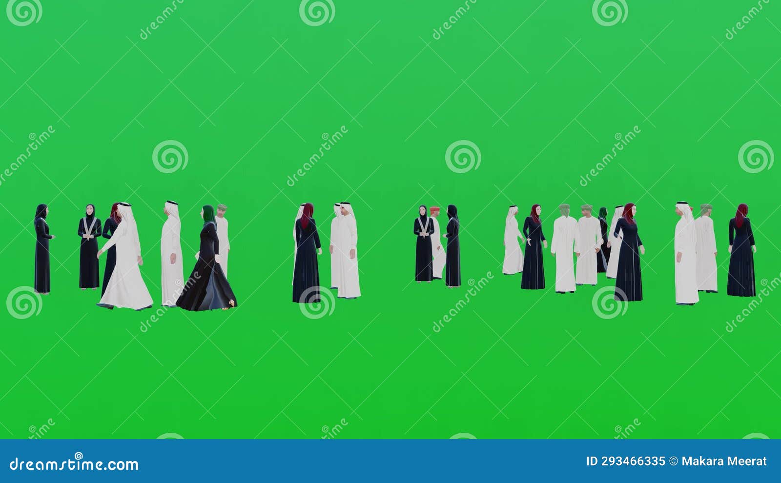 3D Arabian Crowd on Green Screen Background Chroma Key Stock Video ...