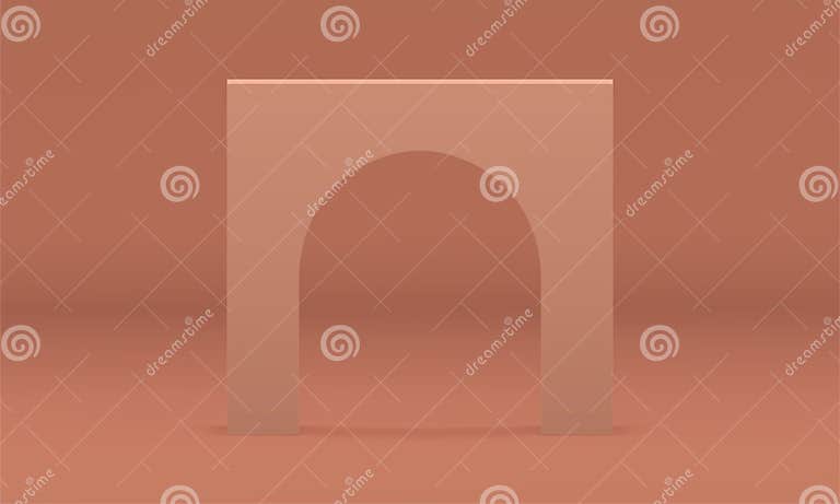 3d Arch Block Brown Curved Angular Vertical Construction Premium Decor ...