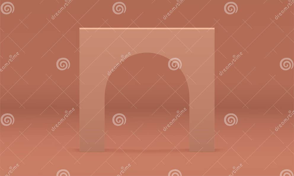 3d Arch Block Brown Curved Angular Vertical Construction Premium Decor ...