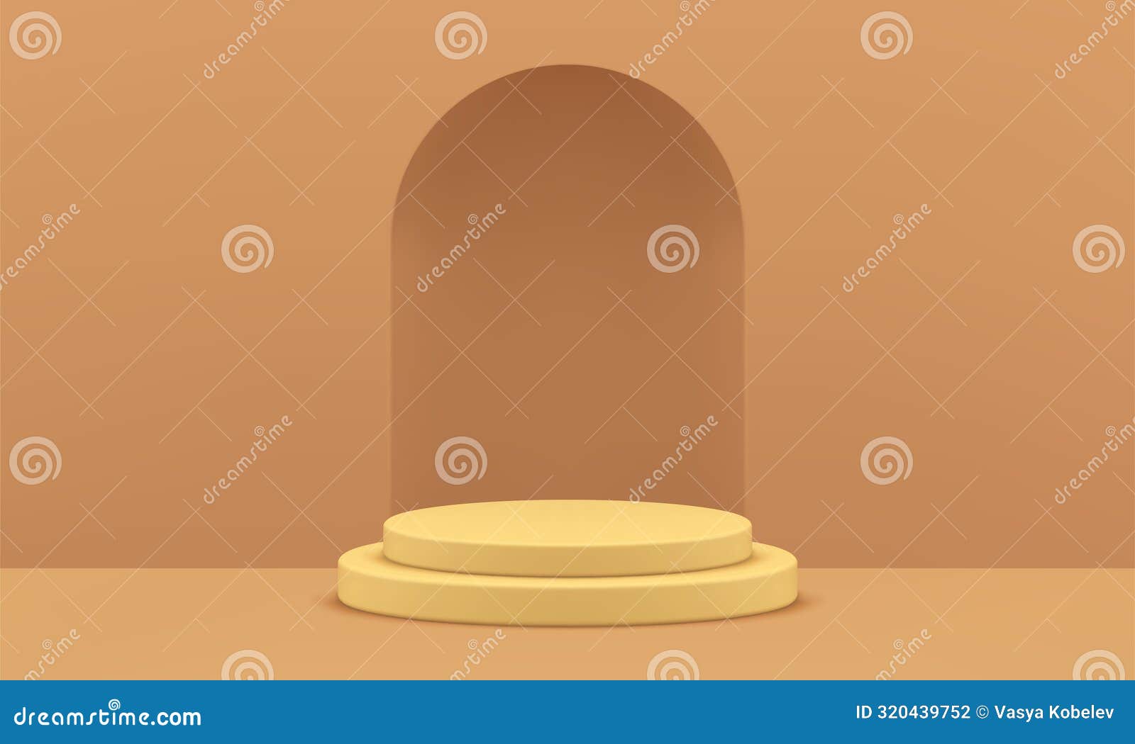 3d Arch Podium Curved Window Beige Platform Museum Gallery Performance ...