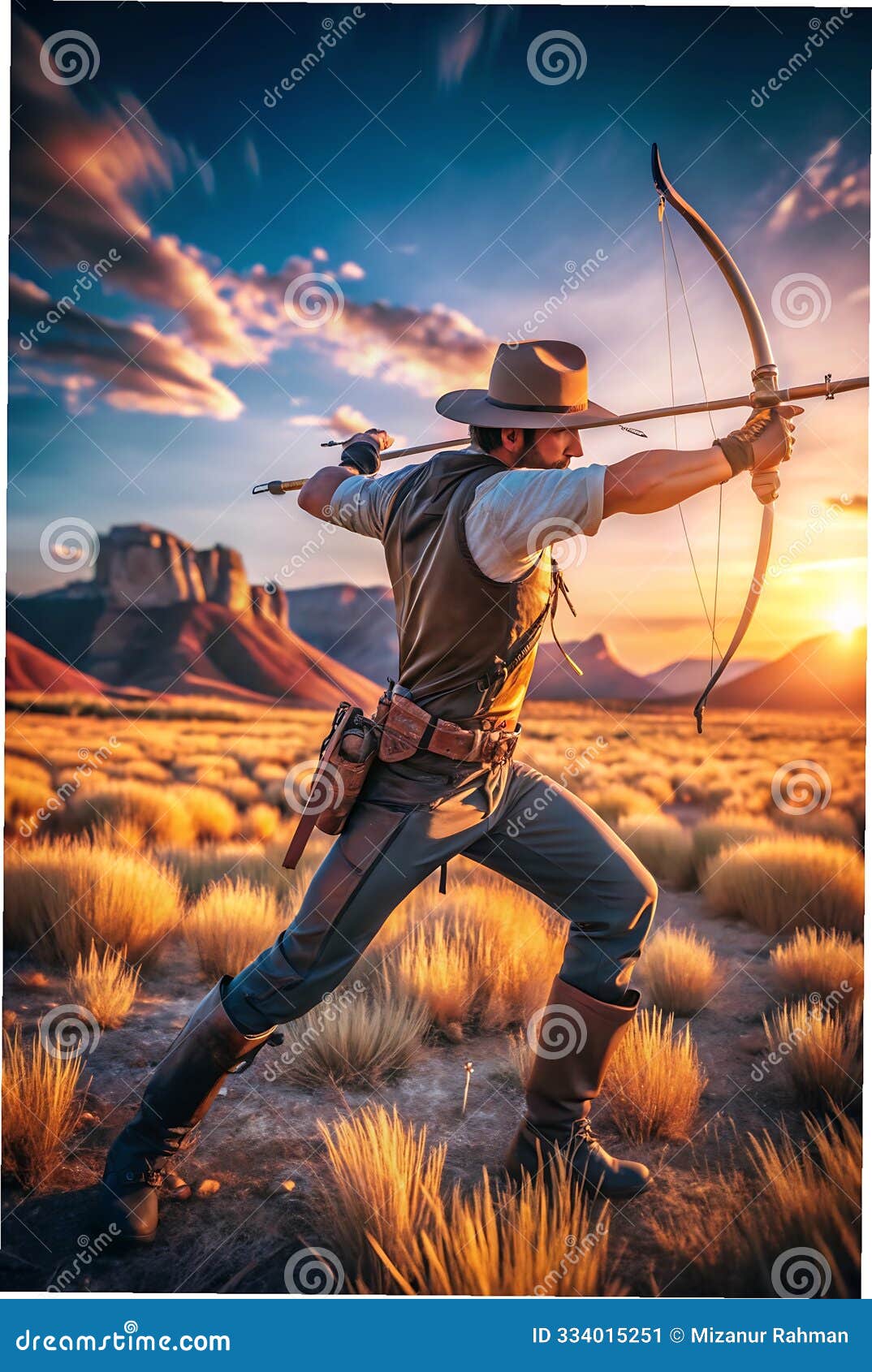 3d Archer Running through Old Western Landscape Silhouette Stock ...
