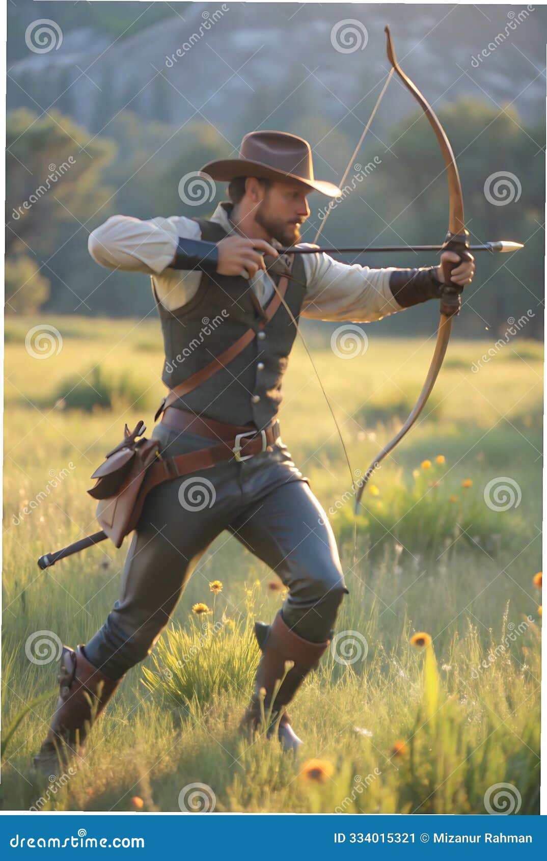 3d Archer Running through Old Western Landscape Silhouette Stock ...