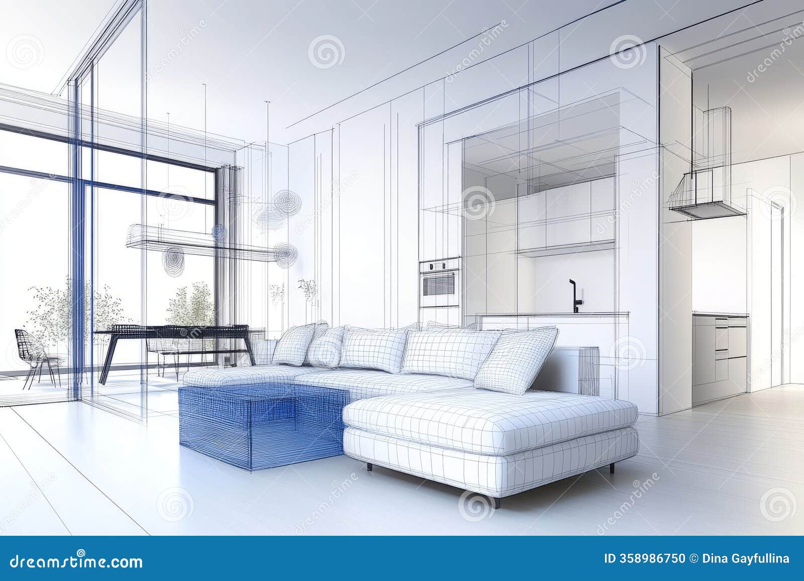 3D Architectural Visualization of a Modern House Interior with a ...