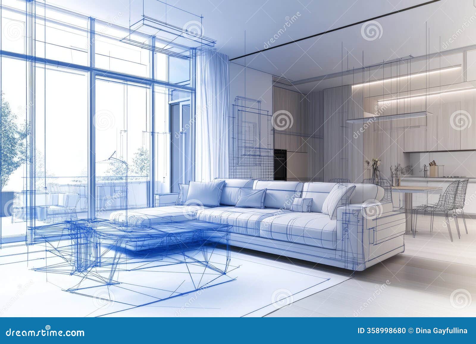 3D Architectural Visualization of a Modern House Interior with a ...