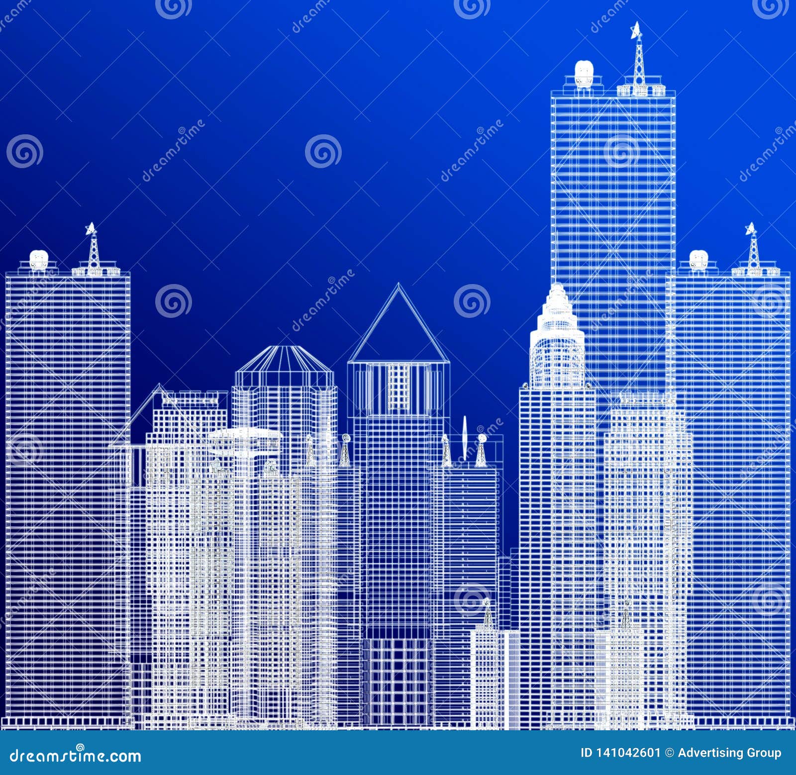 3D architecture blueprint stock illustration. Illustration of blueprint ...