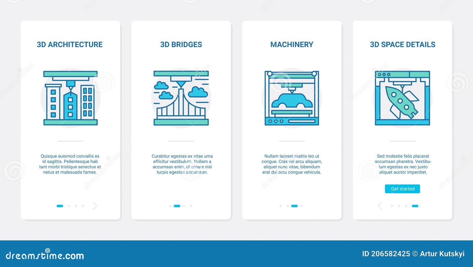 3d Architecture and Machinery Modelling Line Design UX, UI Mobile App ...