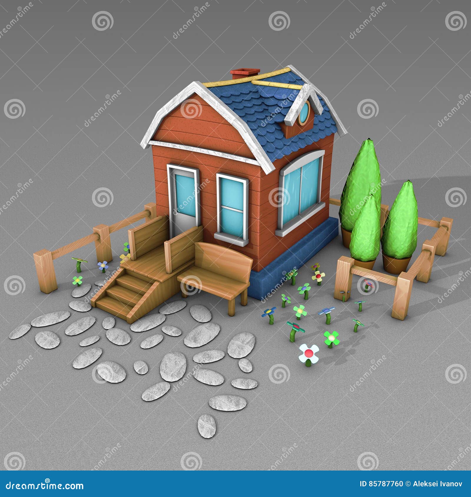 3D Architecture Model House Stock Illustration - Illustration of ...