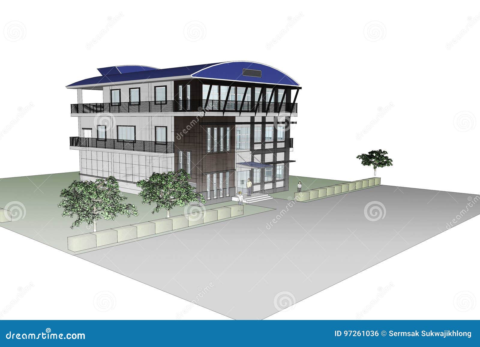 3D Architecture Office Building. Stock Illustration - Illustration of ...