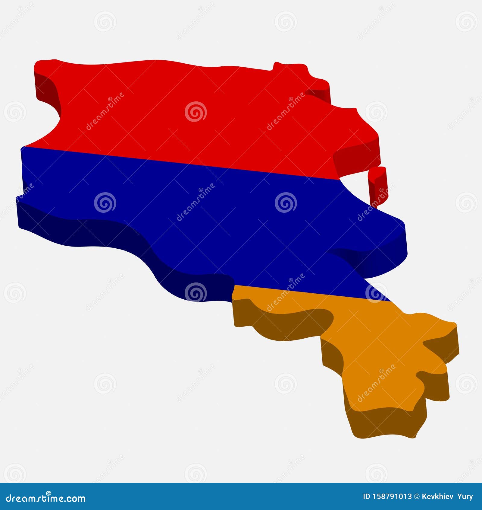 3d Armenia Map With Flag Vector Illustration Stock Vector