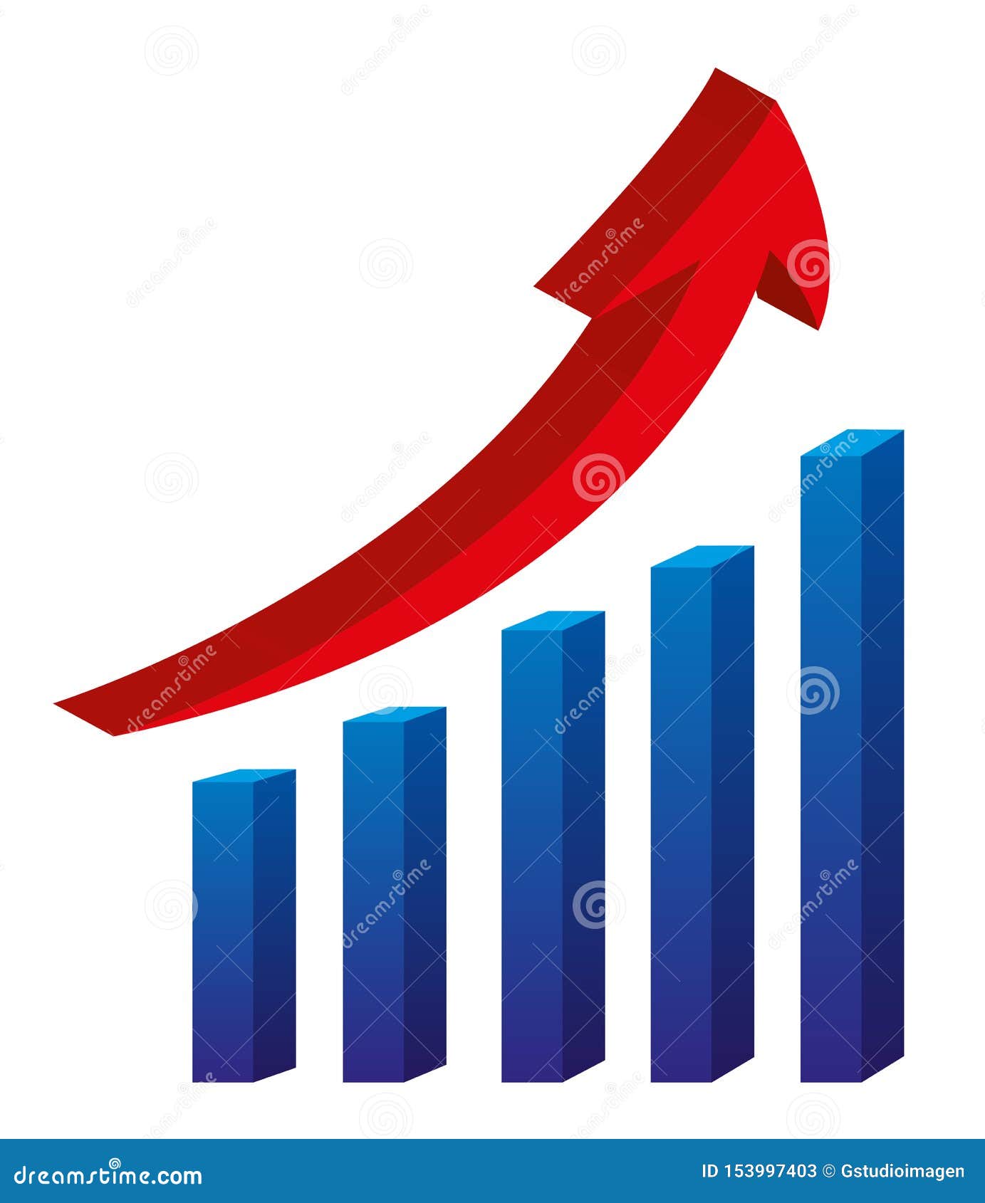 3d Arrow and Bar Graph Isolated Over White Bacground Vector Stock ...