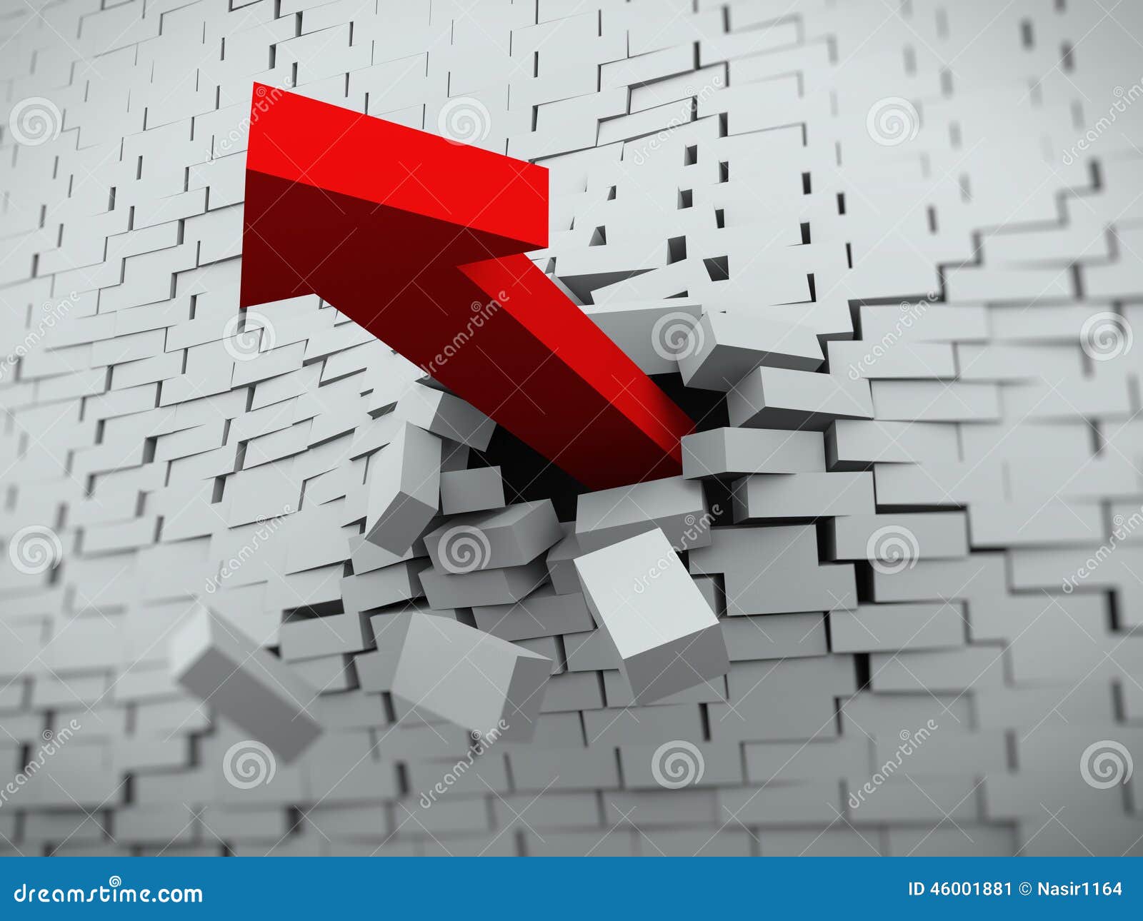 3d Arrow Burst through Brick Wall Stock Illustration - Illustration of ...