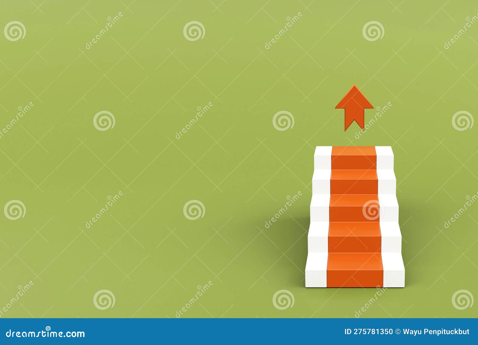 3D Arrow Climbing Up Over a Staircase on Green Background, 3d Rendering ...