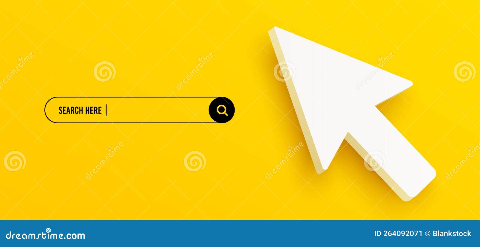 3d Arrow Cursor and Search Bar Template for Website. Navigation Search ...