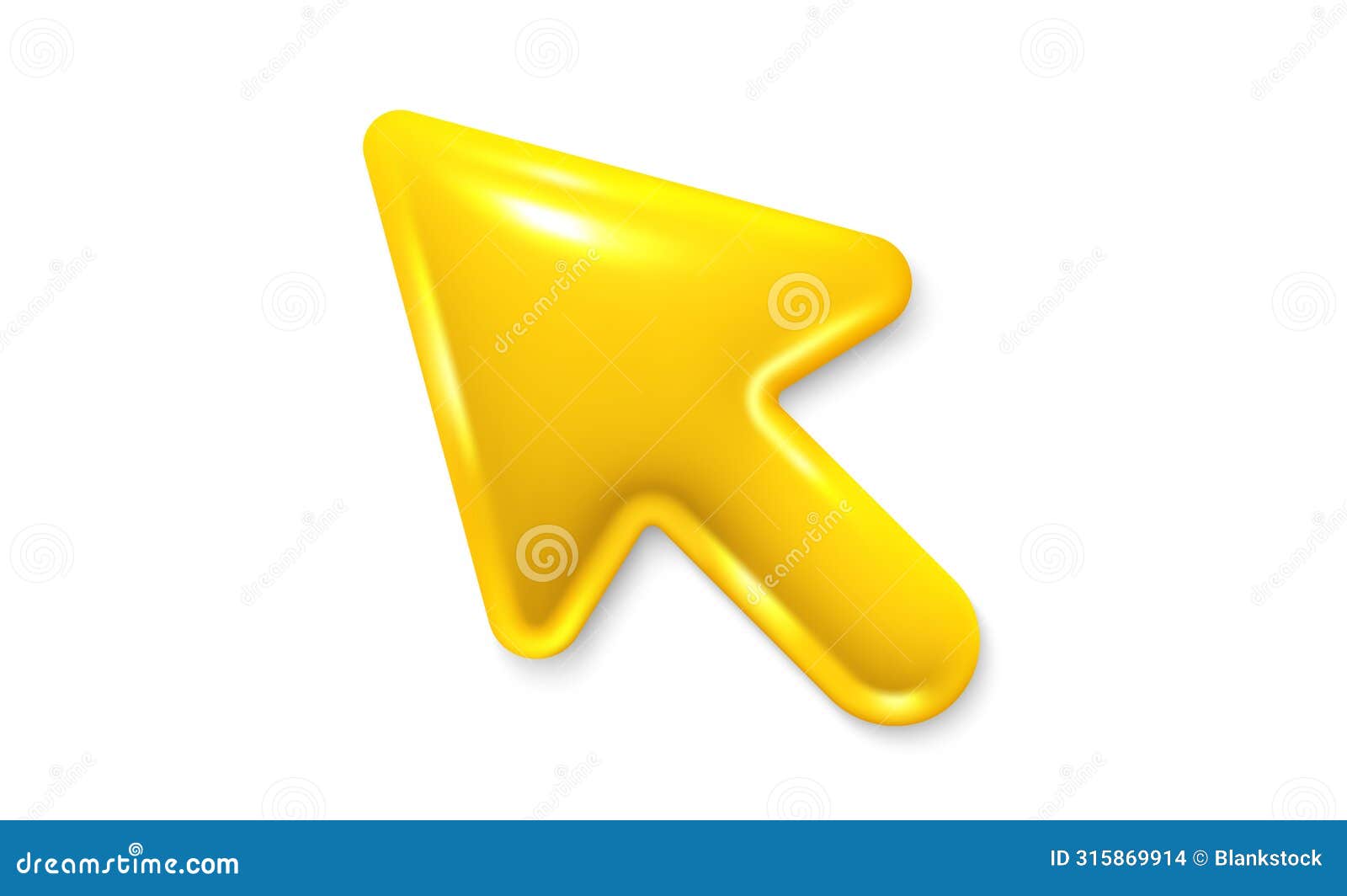 3d Arrow Pointer, Mouse Cursor Icon. Computer Interface Tool. Click Here Yellow Arrow. Vector ...
