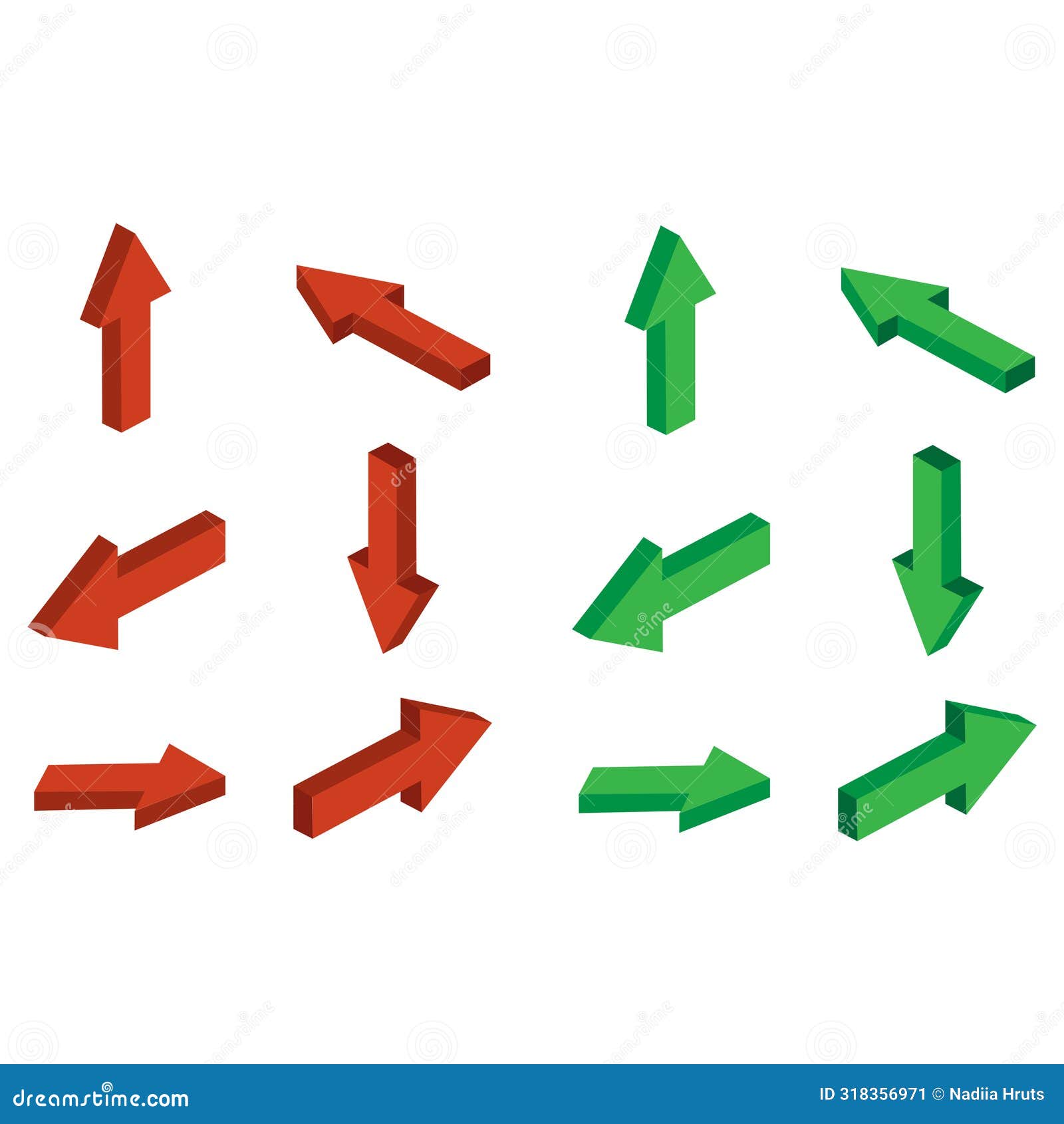 Arrow Signs. Arrows in Different Directions. Red and Green Stock Vector ...