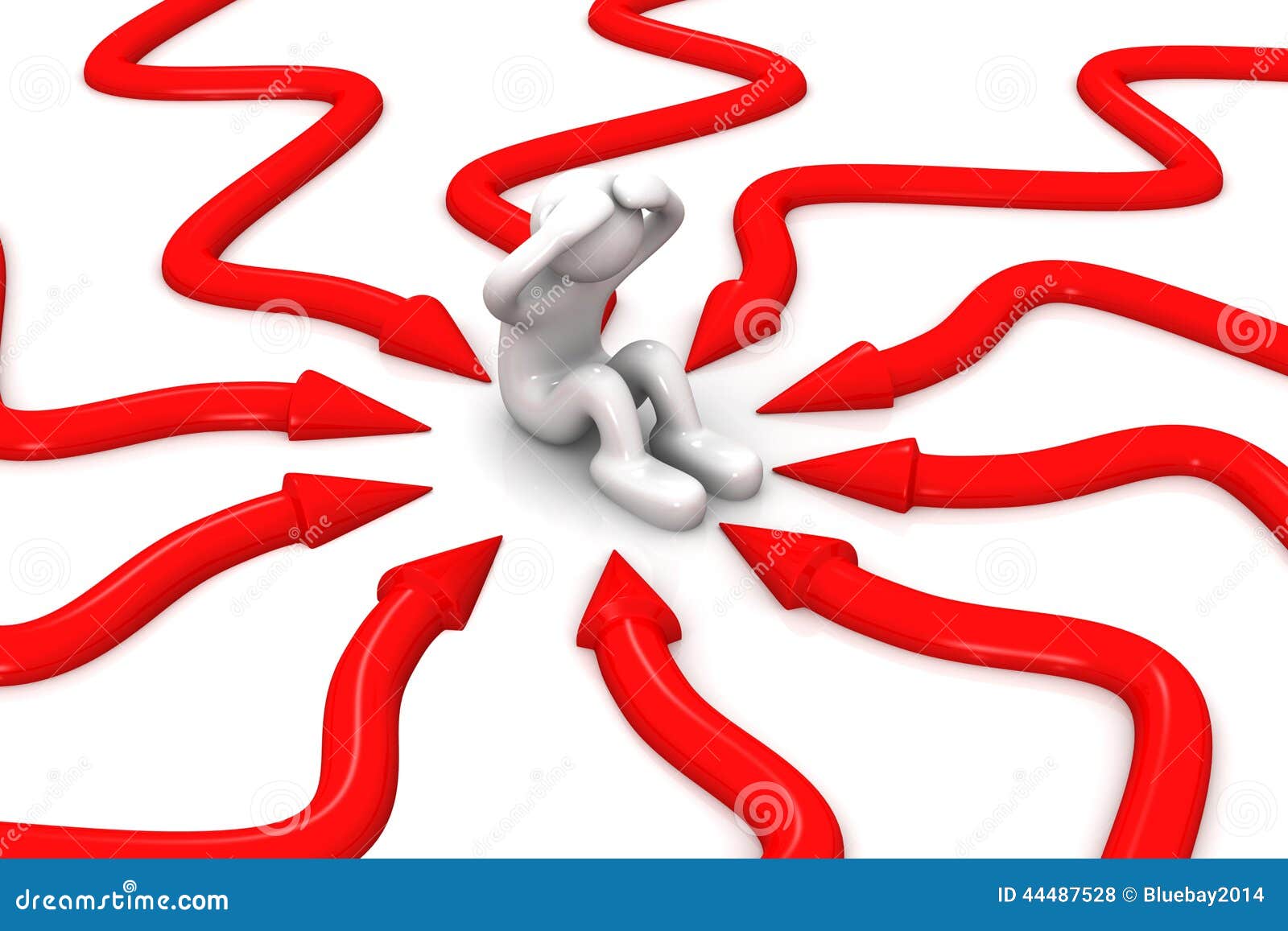 3d arrows around man stock illustration. Illustration of failure - 44487528