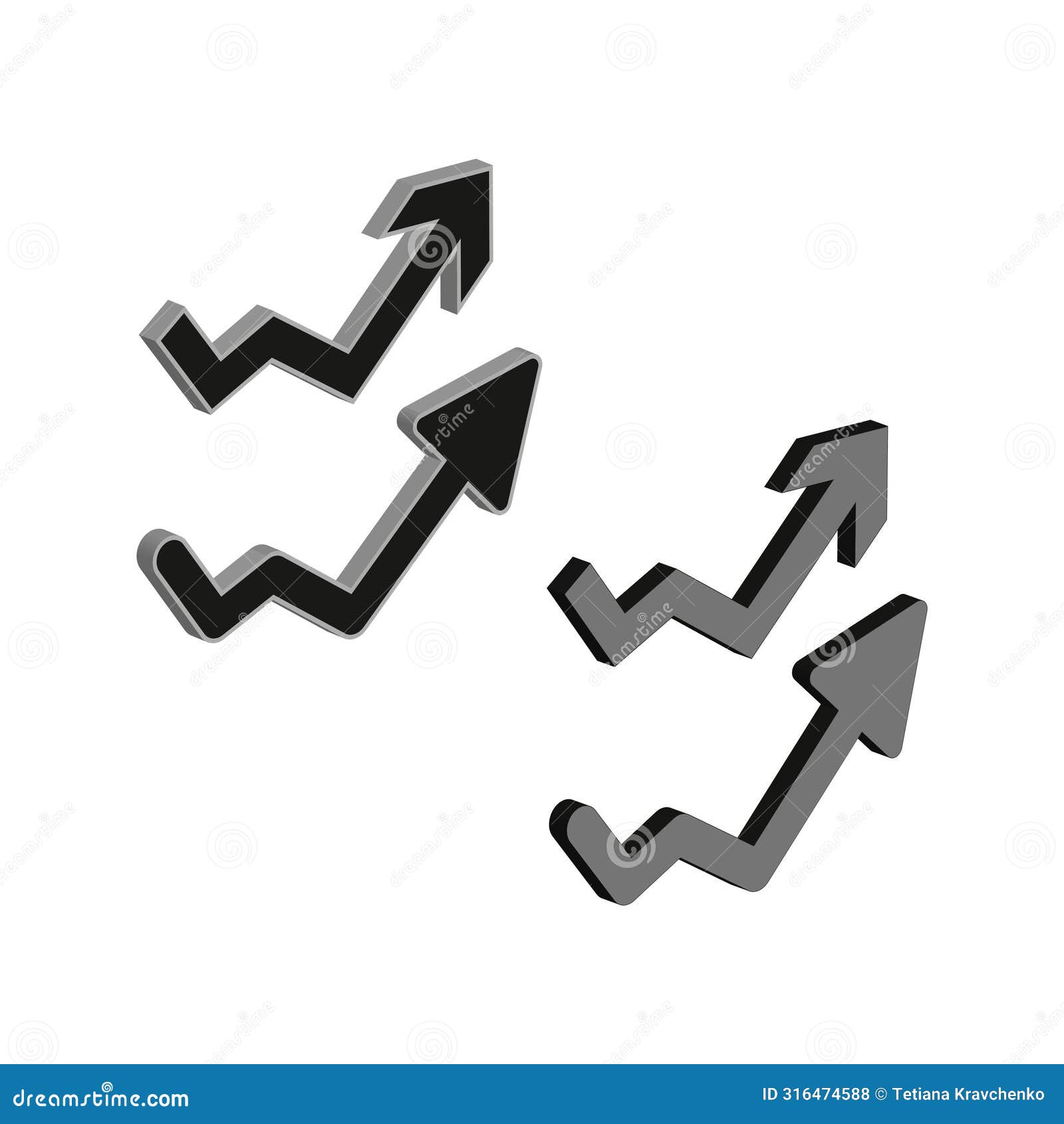 3D Arrows Pointing Upwards. Vector Growth Indicators. Directional ...