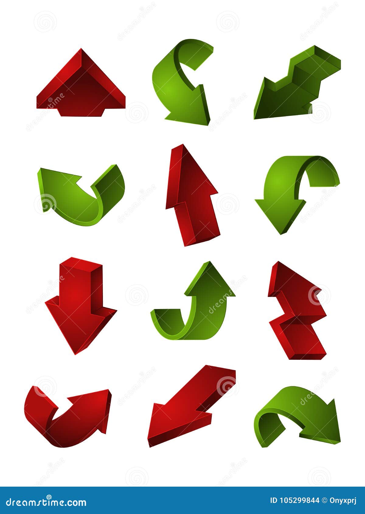 3D Arrows Set Isolate on White Stock Vector - Illustration of pointer ...