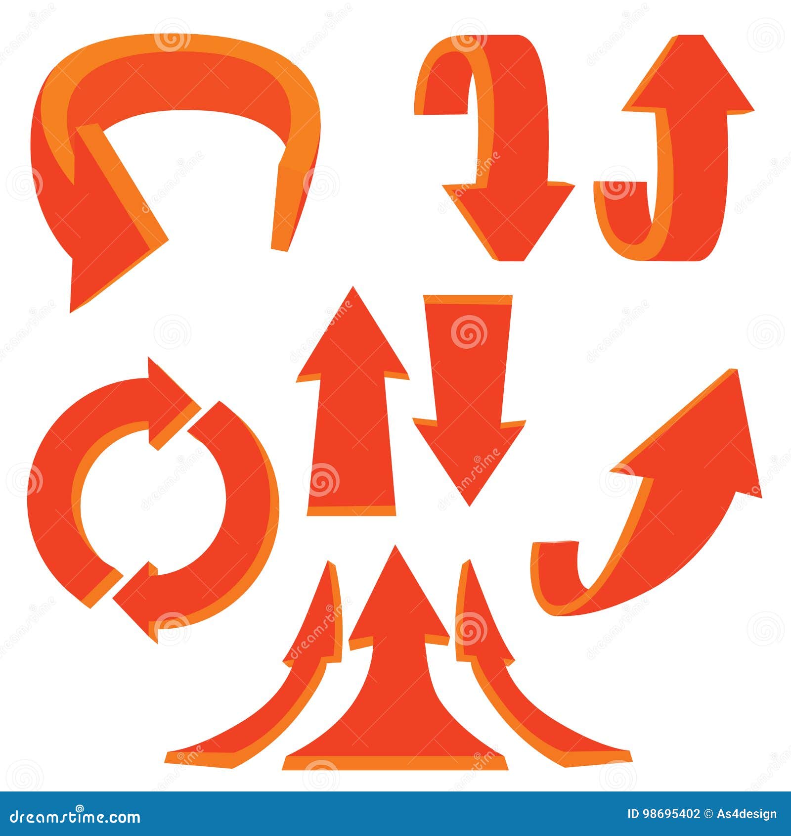 3D Arrows stock illustration. Illustration of unique - 98695402