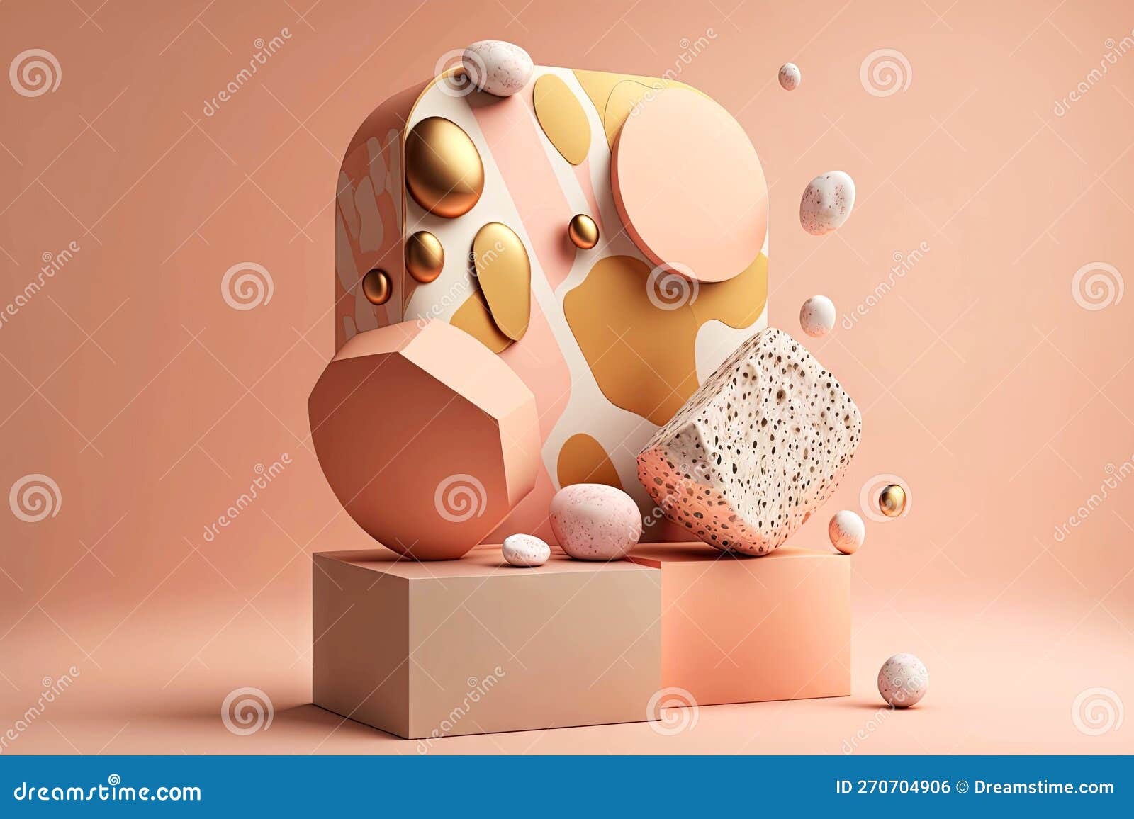3D Art Abstract Background in Form of Modern Installation of Figures in ...