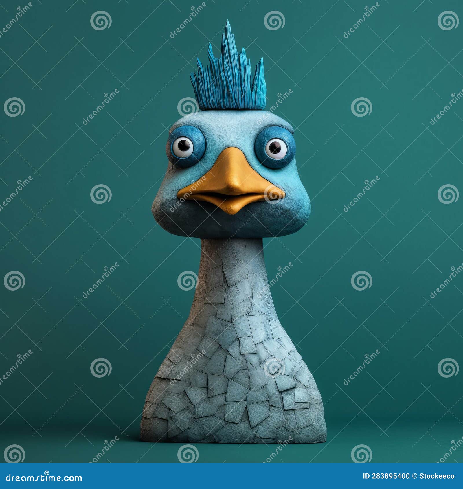 Blue Mohawk Ostrich 3d Model With Surreal Character Design Royalty-Free ...