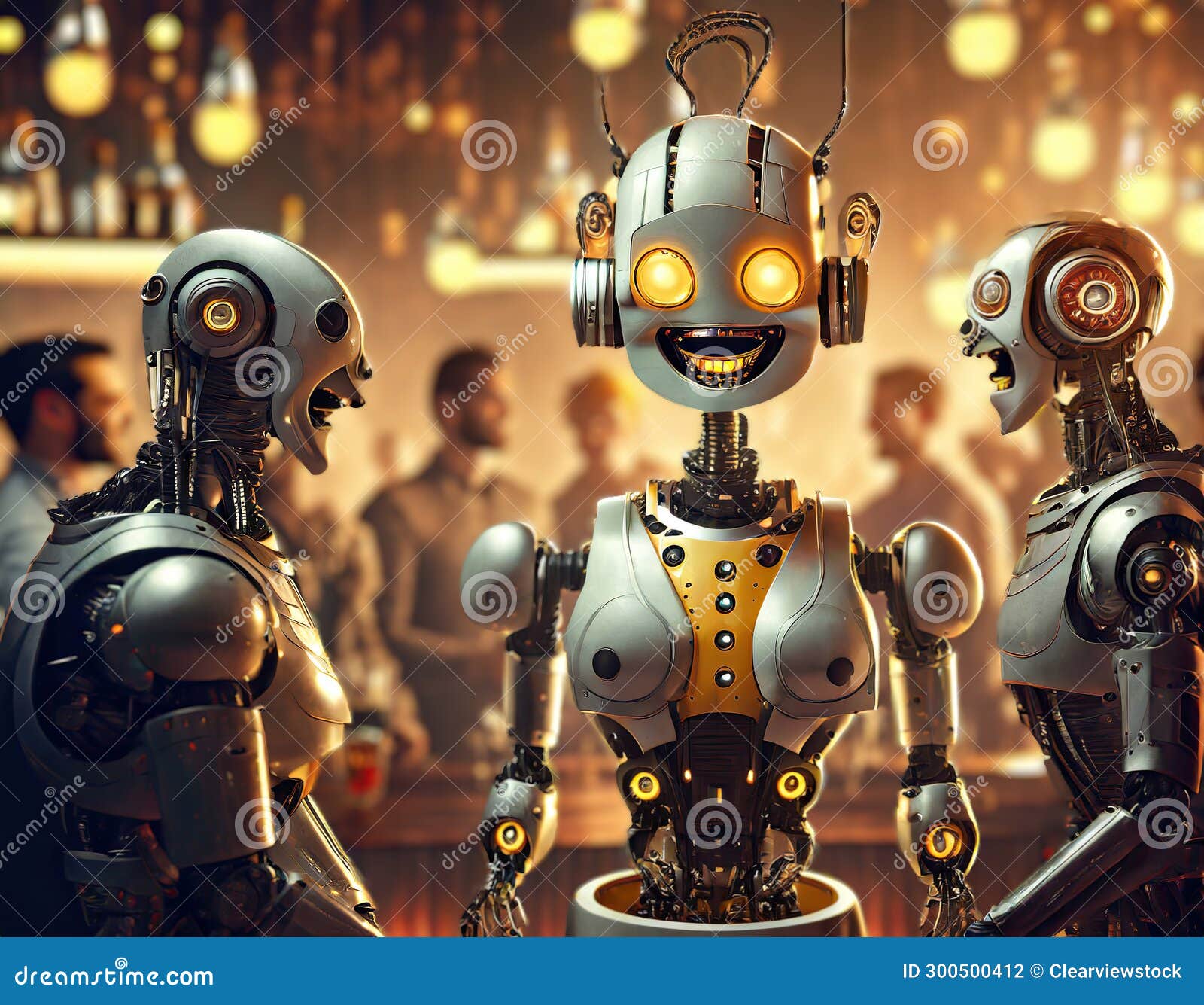 3d Art Of Comical Futuristic Robots Royalty-Free Stock Photo ...