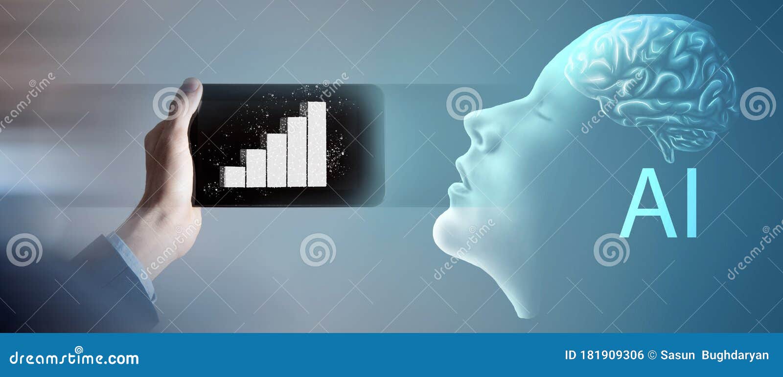 3D Artificial Intelligence and Growth Chart Stock Photo - Image of ...