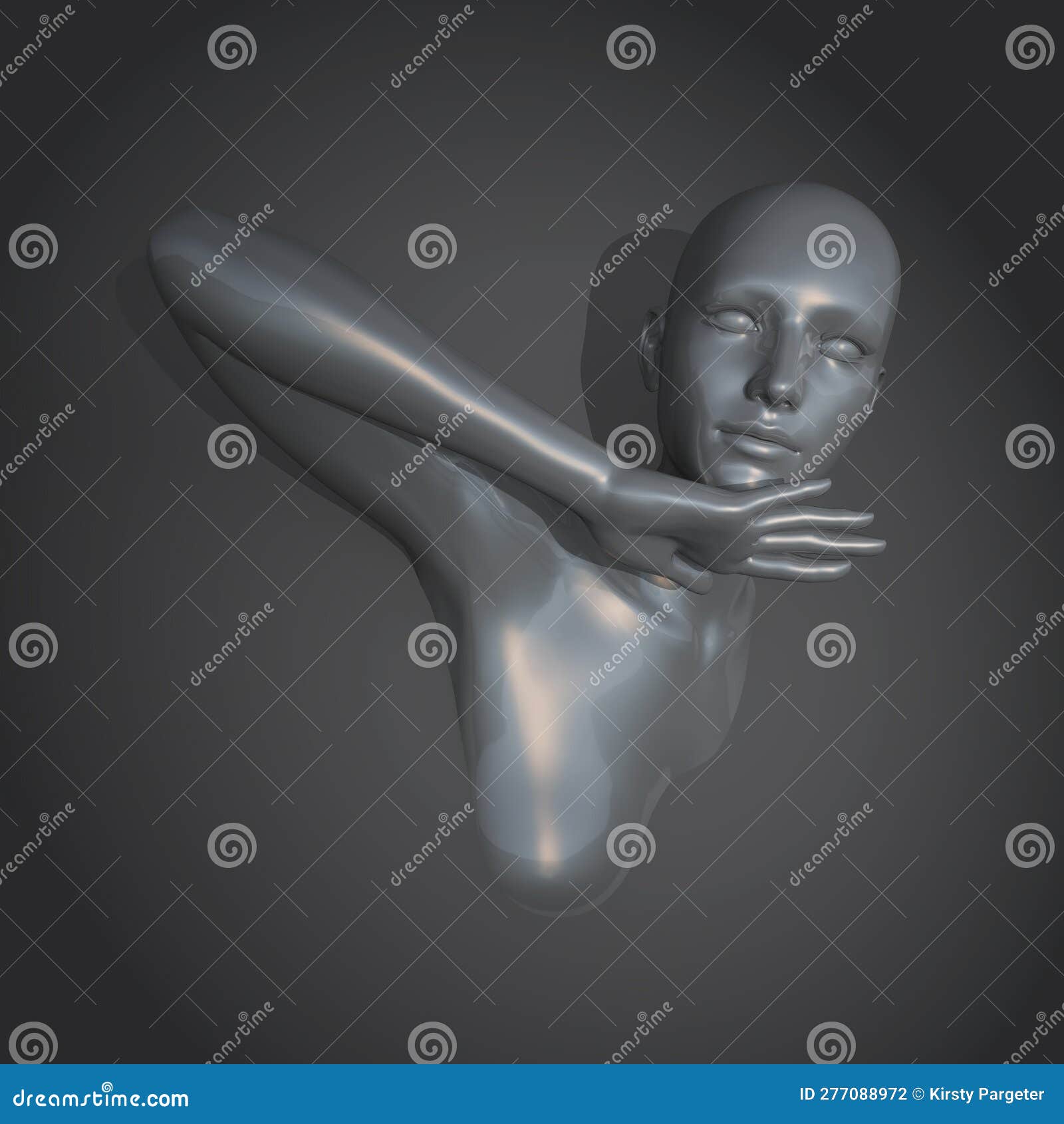 3D Artistic Image of Metallic Silver Female Form Stock Illustration ...